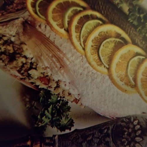 Baked Stuffed Red Snapper- Kale and Croutons